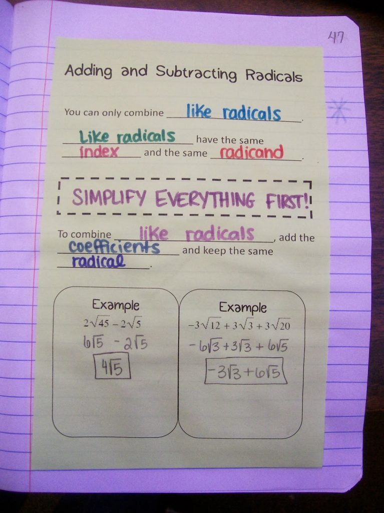 Steps for Simplifying Radicals | Math = Love