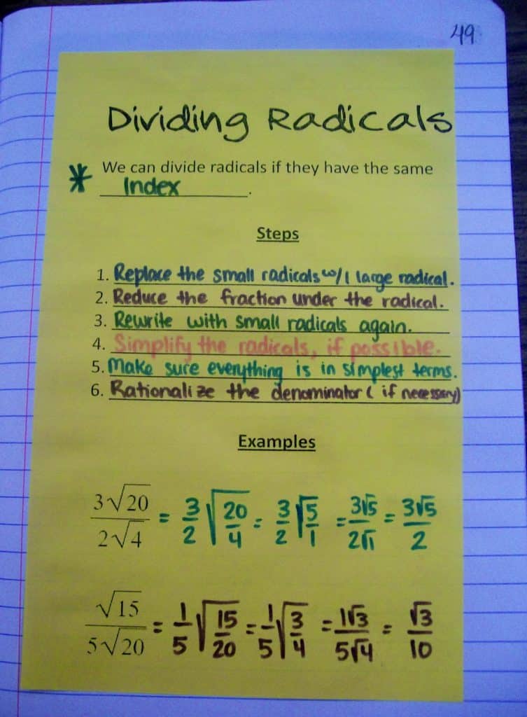 Rational Exponents Graphic Organizer | Math = Love