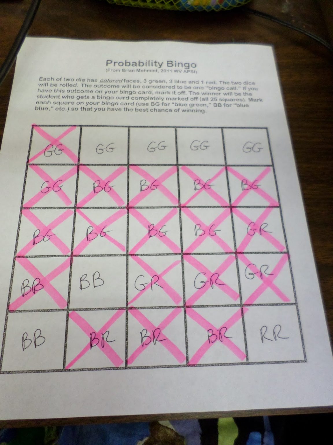 Probability Bingo Game | Math = Love