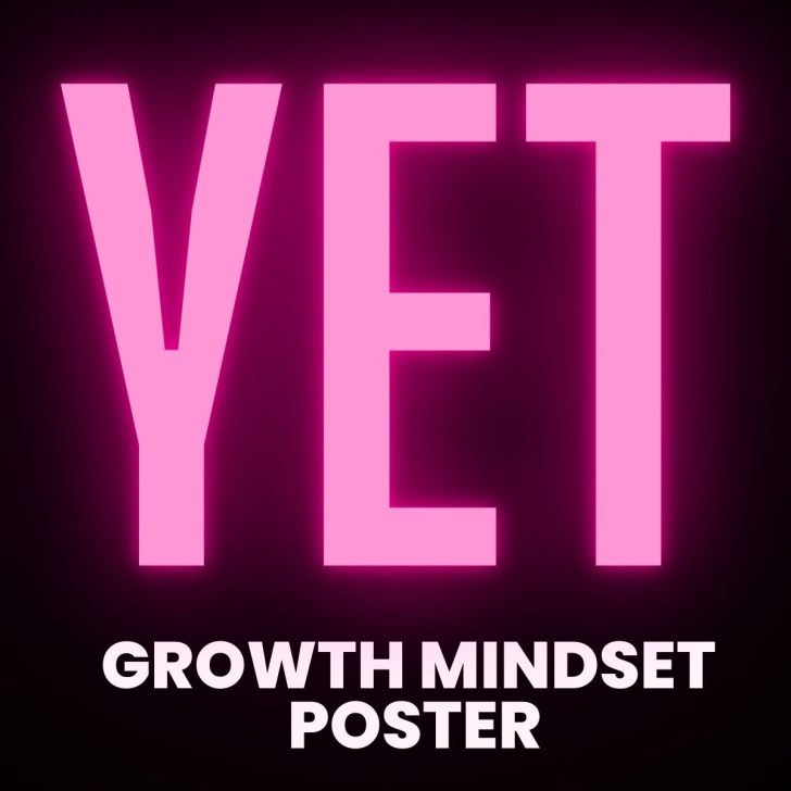 YET Poster for Encouraging Growth Mindset | Math = Love