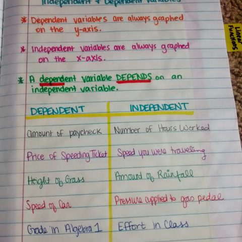 Independent vs Dependent Variables Foldable | Math = Love