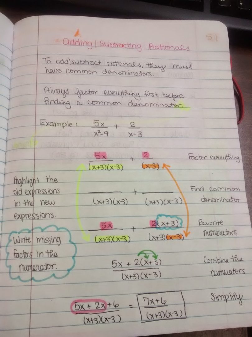 Finding Common Denominators Of Rational Expressions Activity Math Love