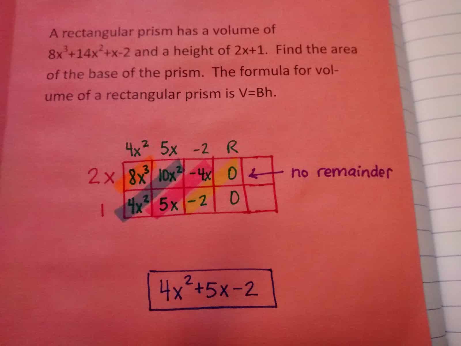 Dividing Polynomials Using The Box Method Foldable Math Love