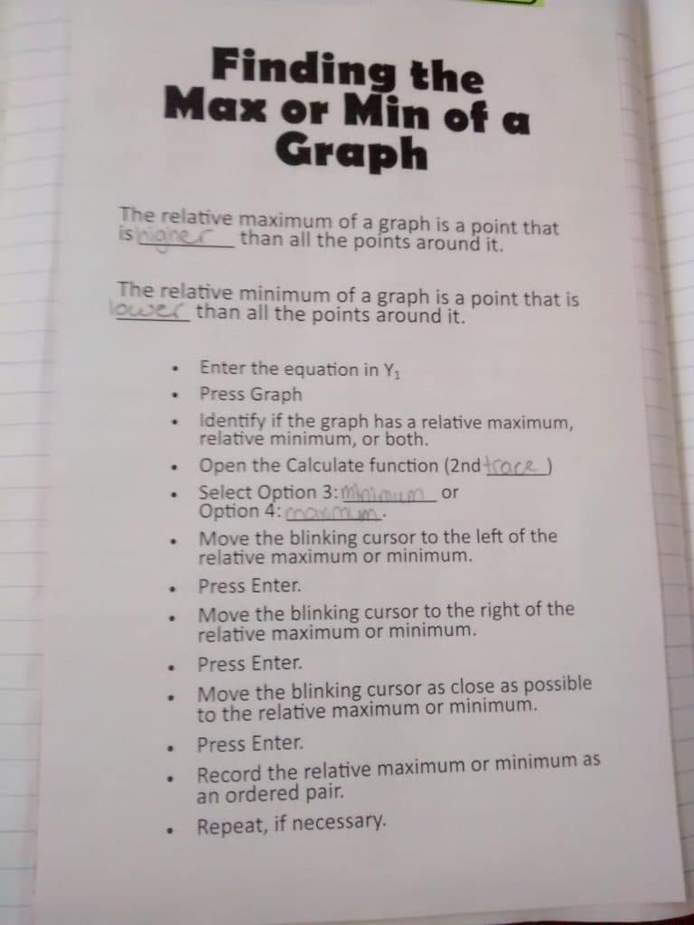 Finding Maximums and Minimums Practice Book | Math = Love