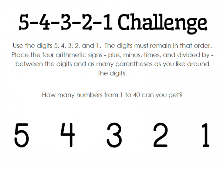 The 5-4-3-2-1 Challenge | Math = Love