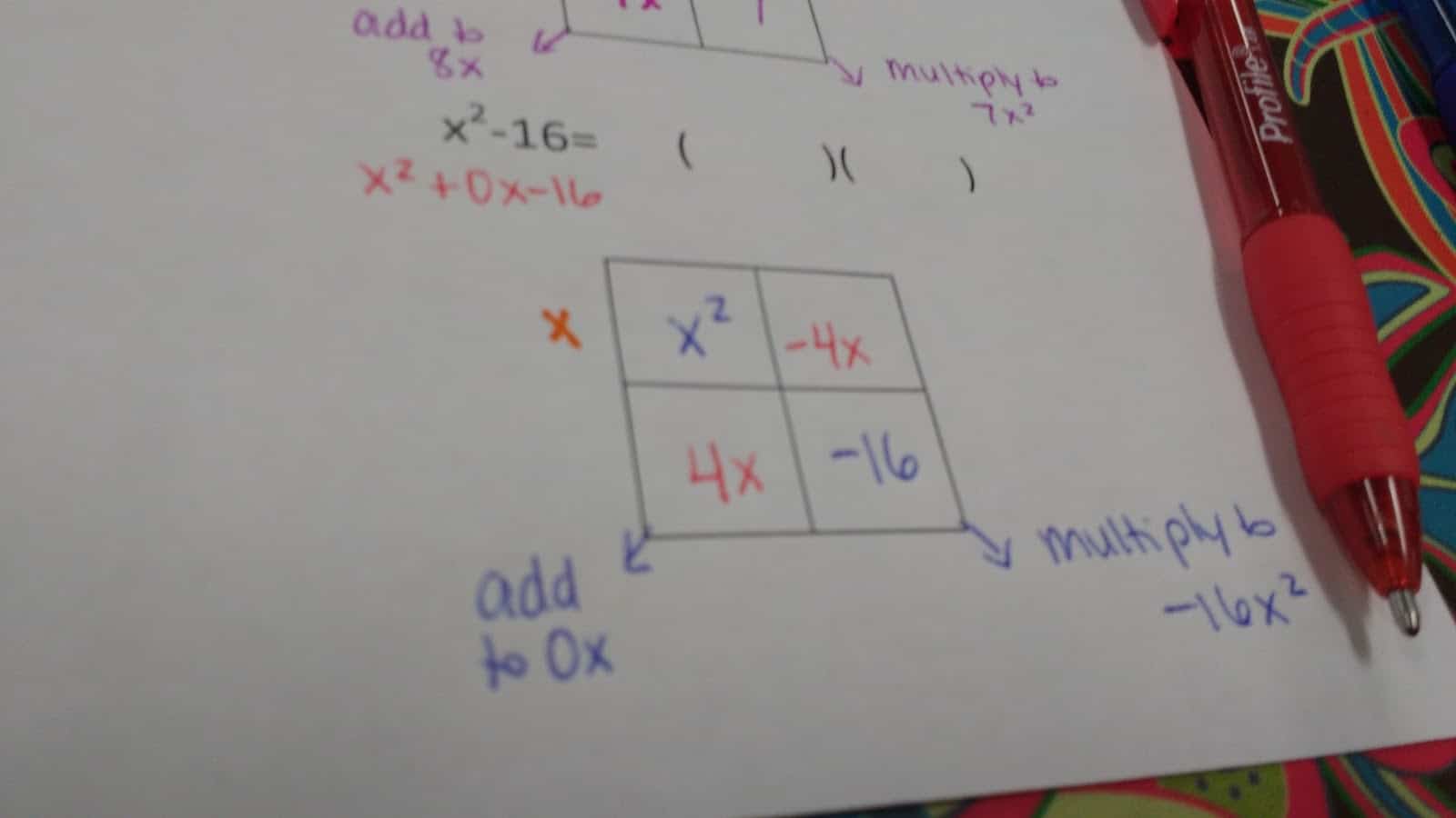 Factoring Polynomials Using The Box Method Directions Math Love