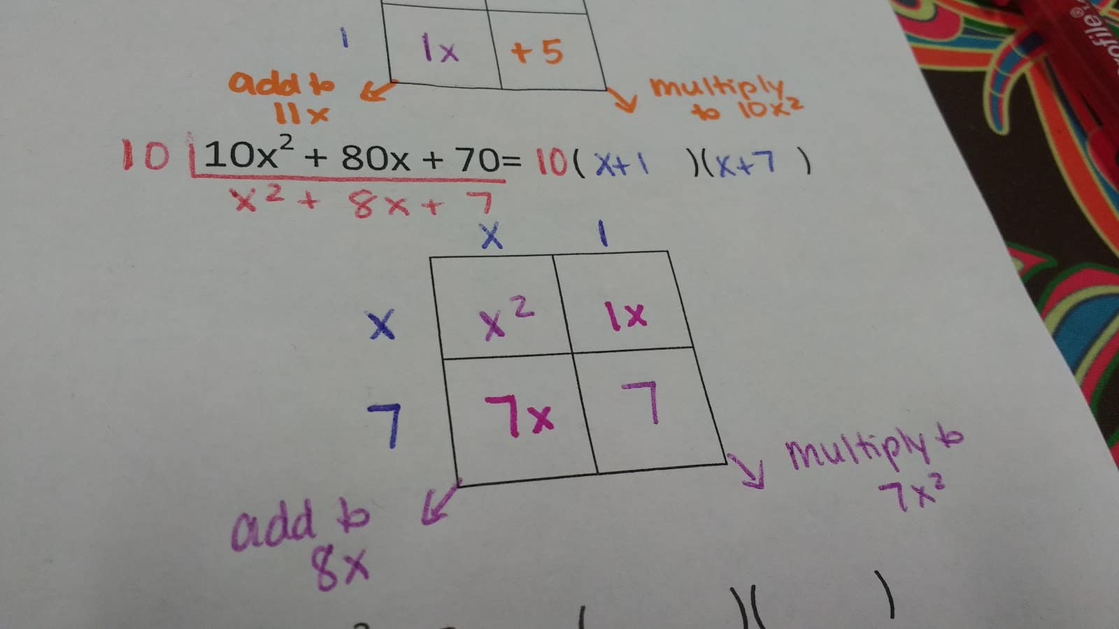 Factoring Polynomials Using The Box Method Directions Math Love