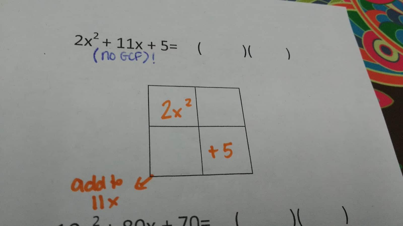 Factoring Polynomials Box Method