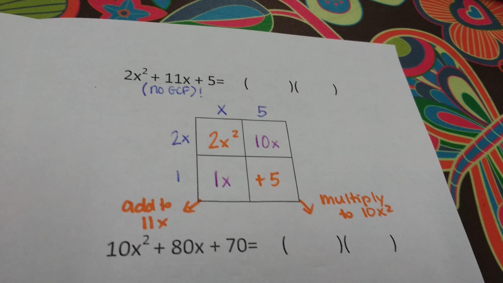 Factoring Polynomials Using The Box Method Directions Math Love