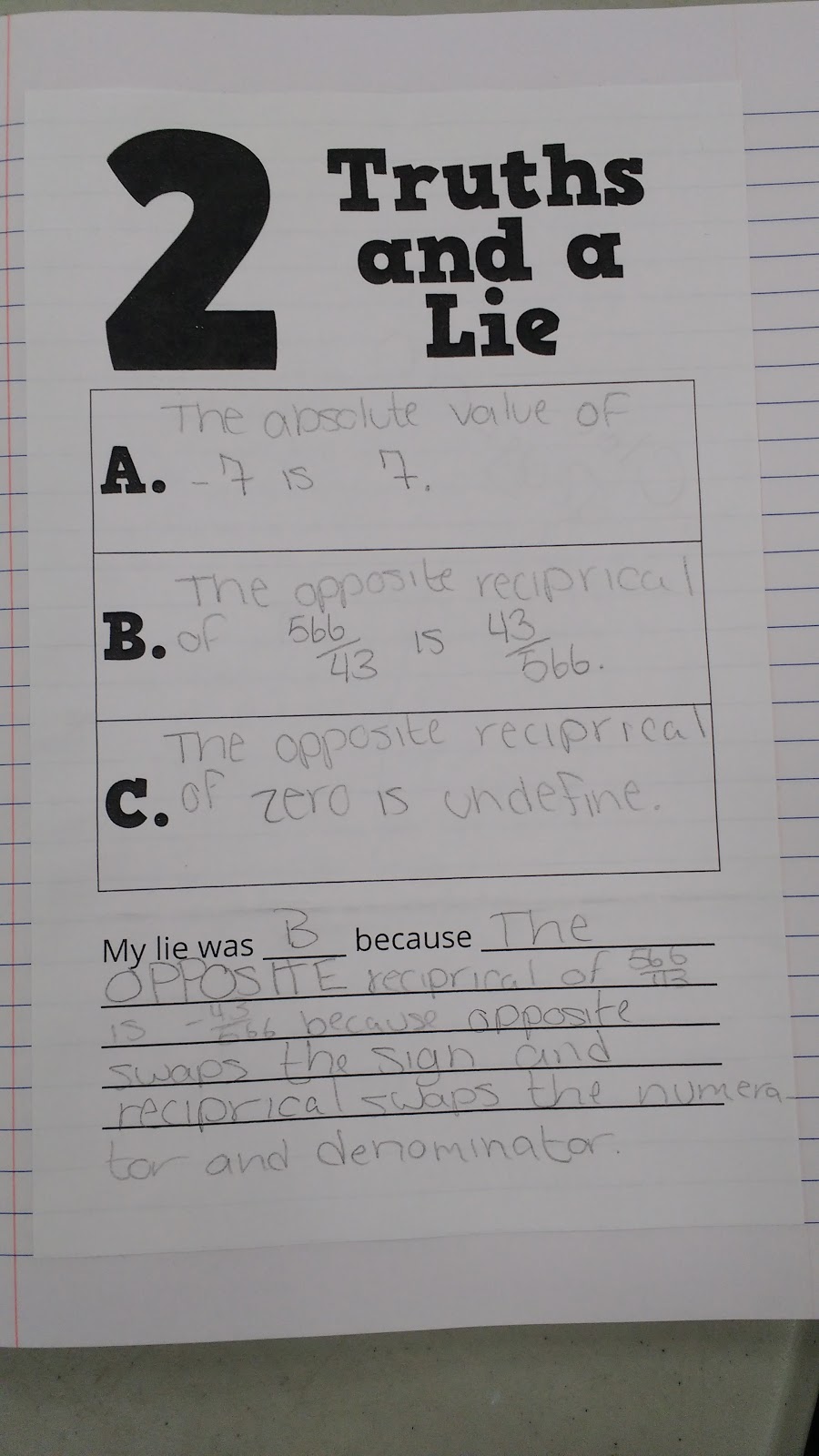 Two Truths And A Lie Template Free PDF Download Math Love
