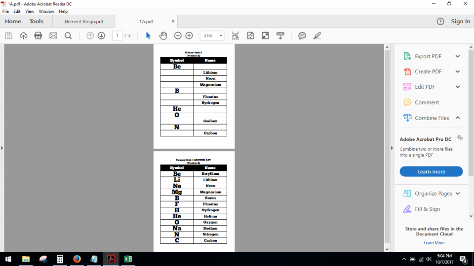Element Quiz Generator | Math = Love