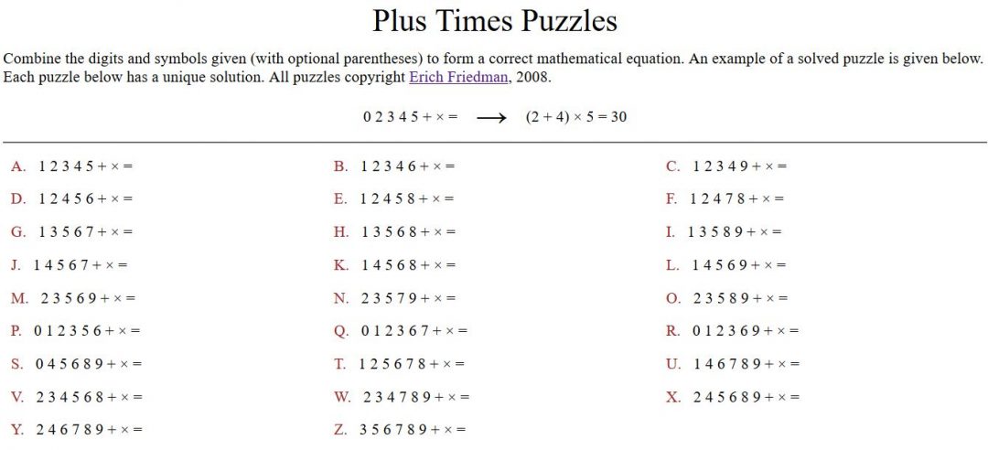 Plus Times Puzzles | Math = Love