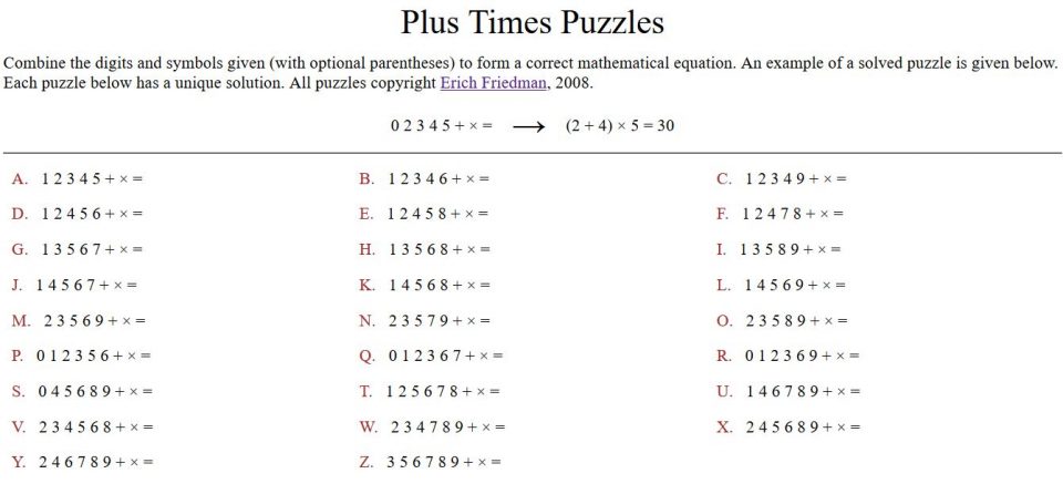Plus Times Puzzles | Math = Love