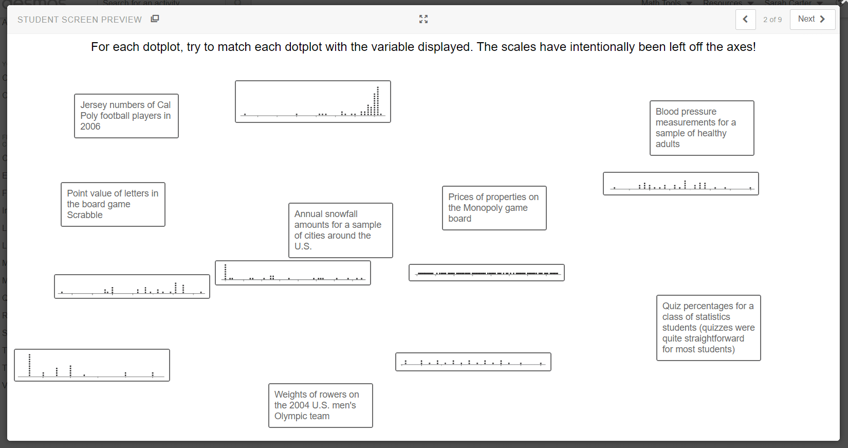 Dotplot Matching - A Desmos Card Sort Activity for Statistics | Math = Love