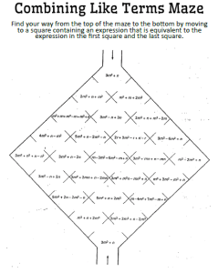 Combining Like Terms Maze Activity | Math = Love
