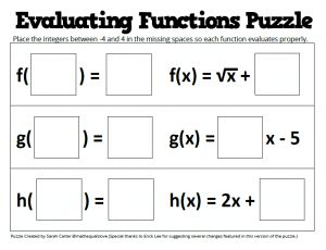 Evaluating Functions Puzzle Activity | Math = Love