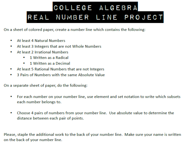 Real Number Line Project | Math = Love