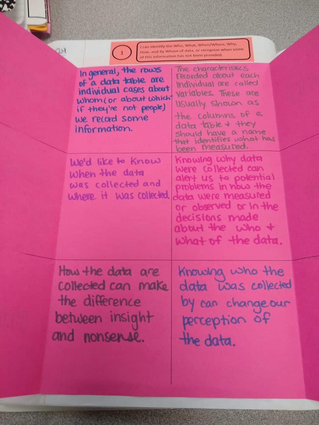 5 W's and H Foldable for Statistics | Math = Love