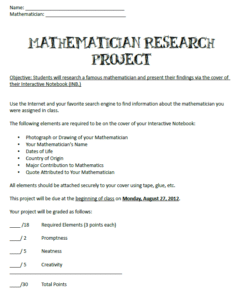 Mathematician Research Project | Math = Love