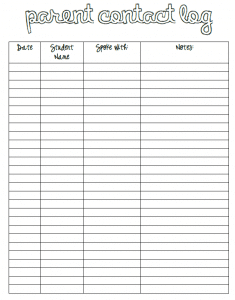 Parent Contact Log | Math = Love