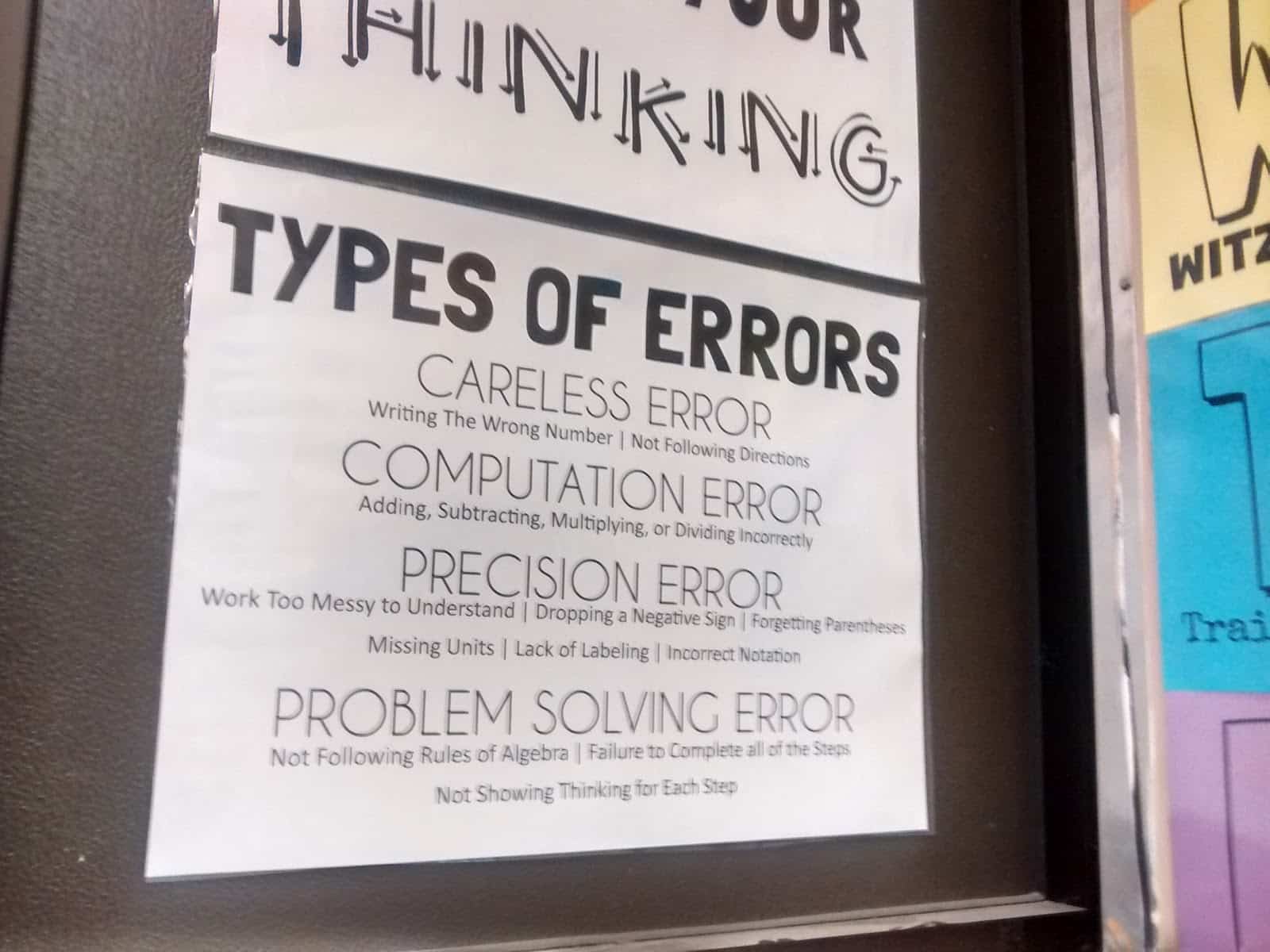 Types of Errors Poster | Math = Love