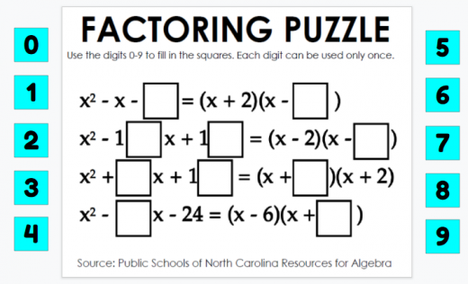 Factoring Puzzle for Quadratic Trinomials | Math = Love