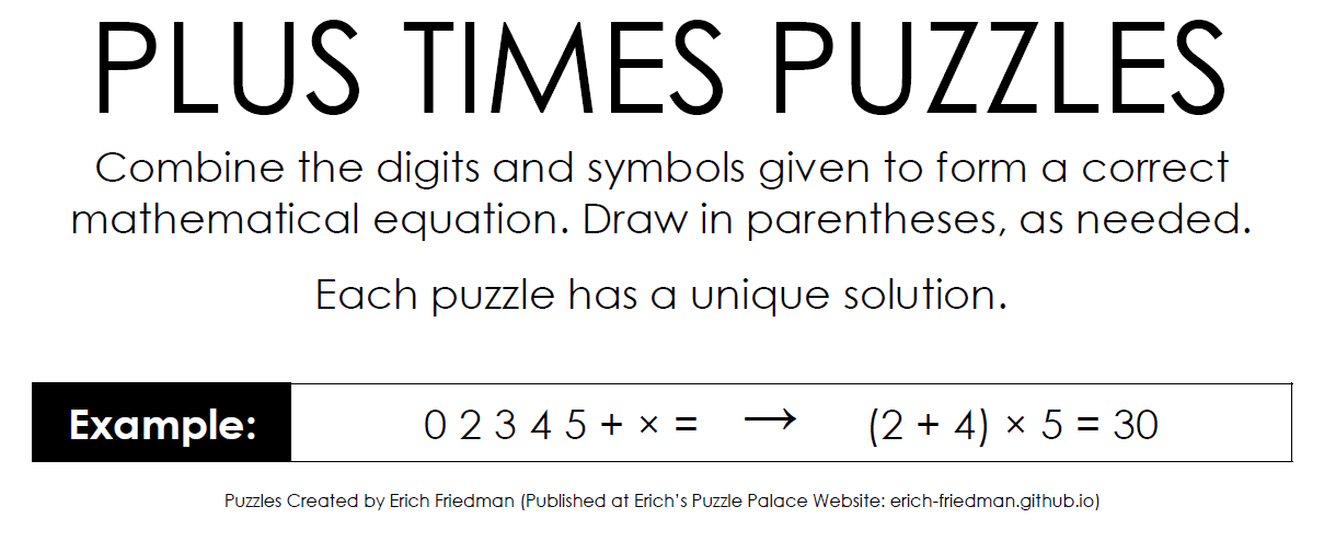 Plus Times Puzzles | Math = Love