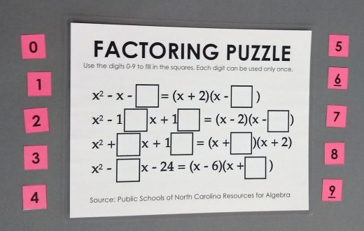 Factoring Puzzle for Quadratic Trinomials | Math = Love