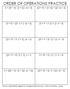 Order of Operations Practice Worksheet | Math = Love