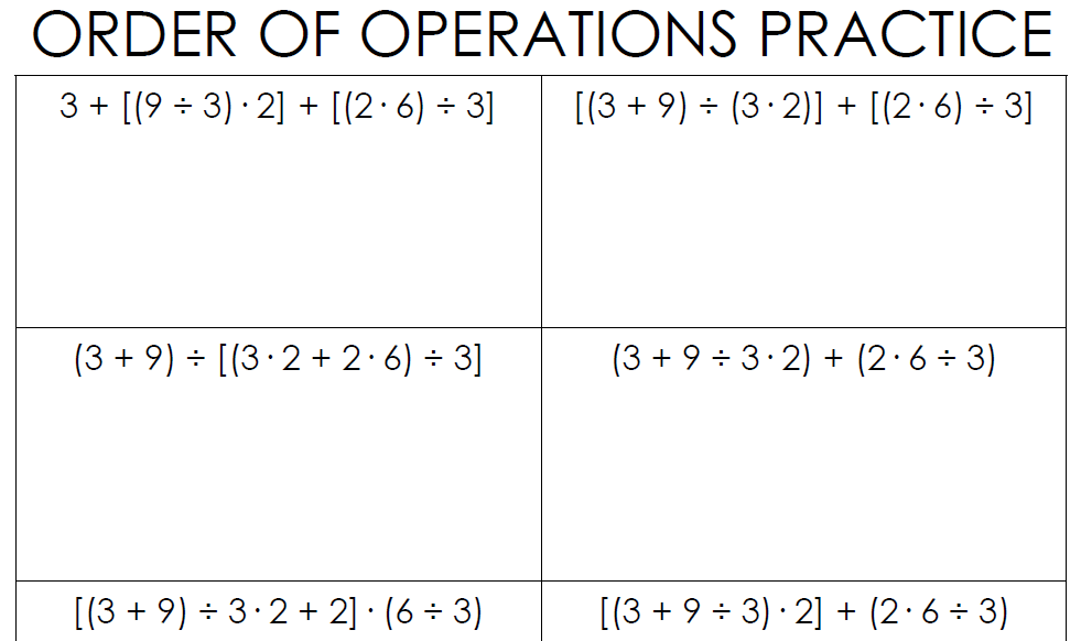 Order Of Operations Practice Worksheet Math Love