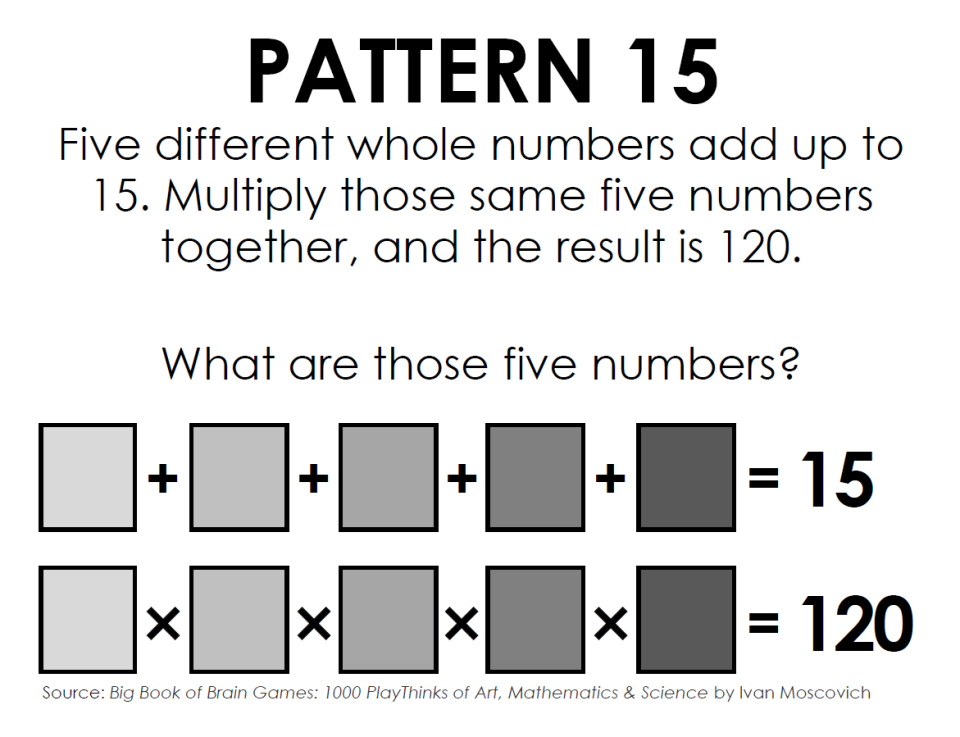 Pattern 15 and Pattern 30 Puzzles | Math = Love