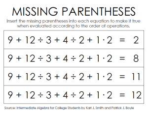 Missing Parentheses - An Order of Operations Activity | Math = Love
