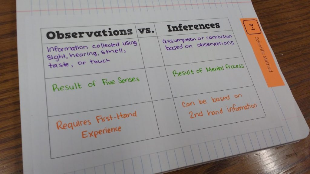 Observations vs Inferences Chart | Math = Love