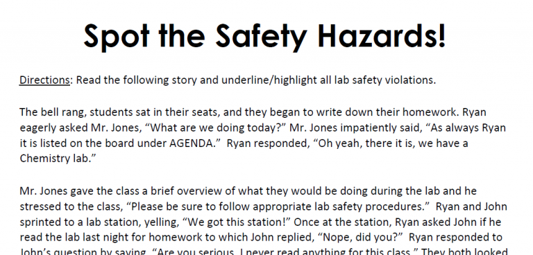Spot the Safety Hazards Story | Math = Love