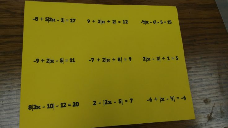 Leveled Practice Cards Activity for Absolute Value Equations | Math = Love
