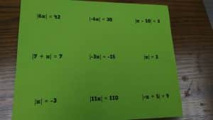 Leveled Practice Cards Activity for Absolute Value Equations | Math = Love