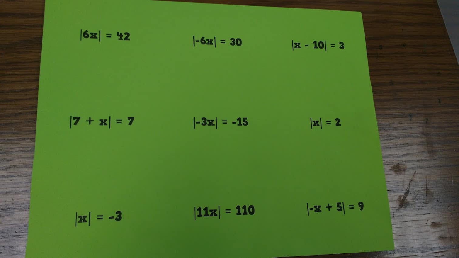 Leveled Practice Cards Activity for Absolute Value Equations | Math = Love