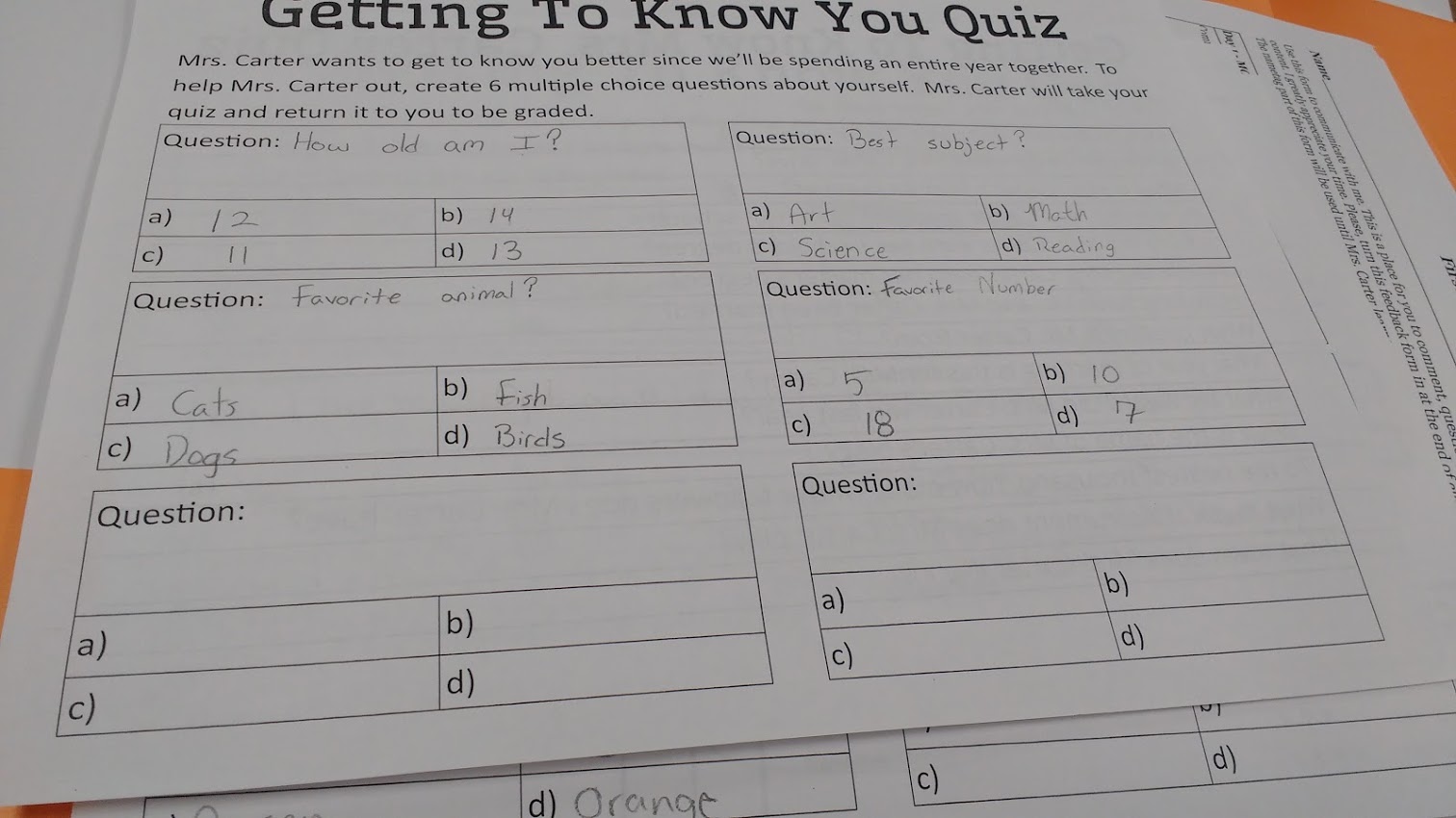 Getting to Know You Quiz | Math = Love