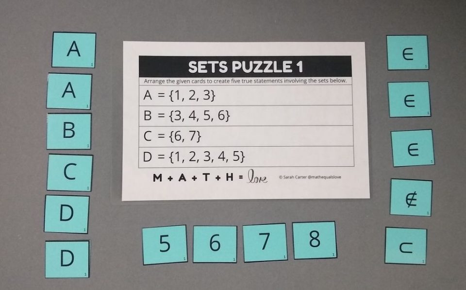 Set Notation Puzzles | Math = Love