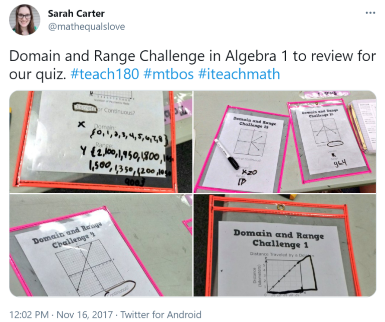 Domain and Range Challenge Activity | Math = Love