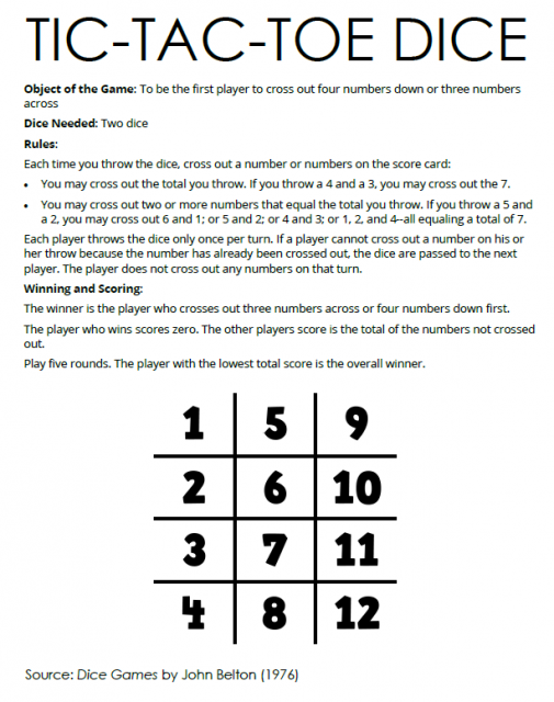 Tic Tac Toe Dice Game | Math = Love