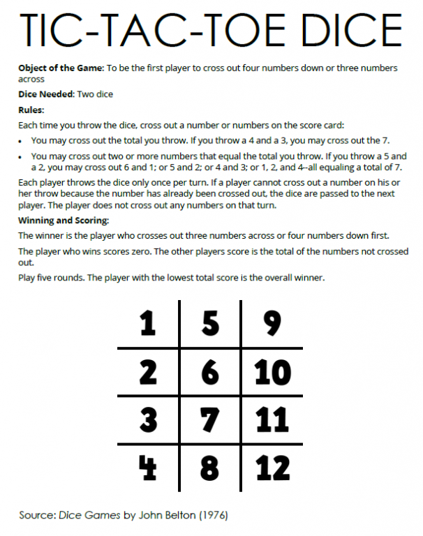 Tic Tac Toe Dice Game | Math = Love