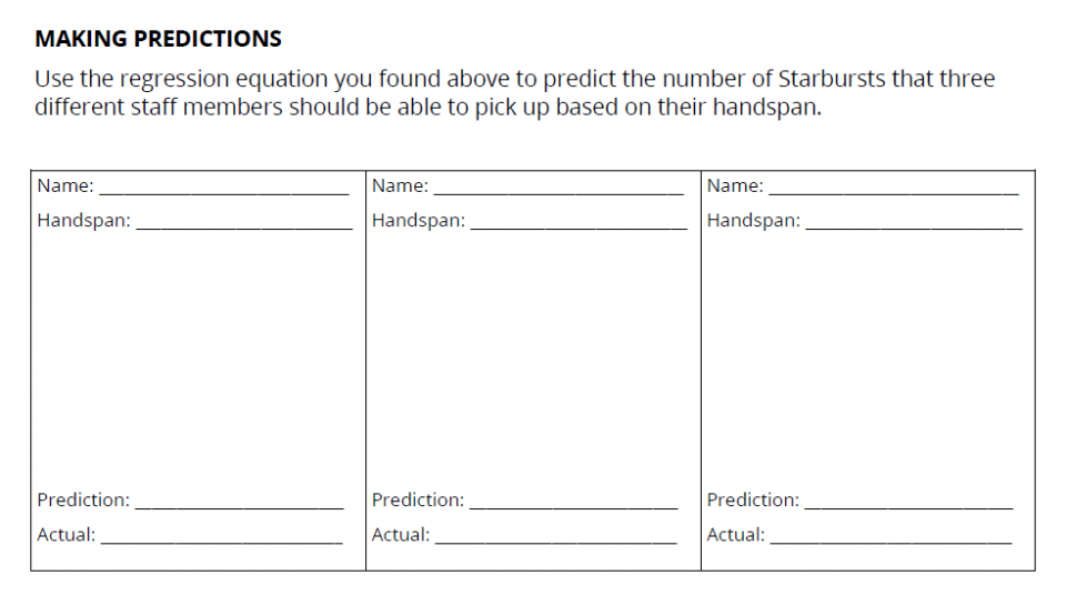 Candy Grab Lab for Linear Regression | Math = Love