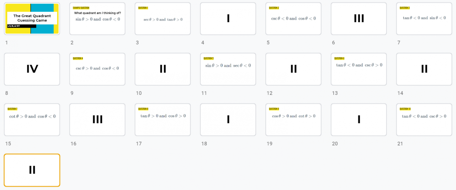 The Great Quadrant Guessing Game | Math = Love