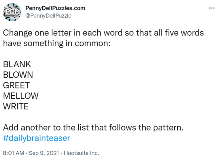 Change One Letter Puzzle from Penny Dell Puzzles | Math = Love