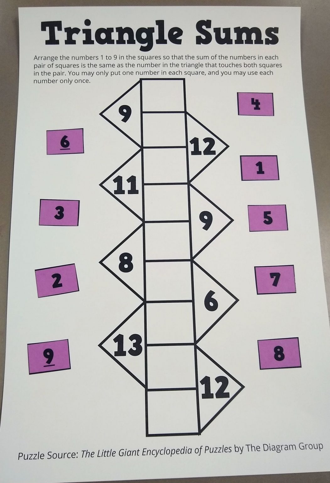 Triangle Sums Puzzle | Math = Love