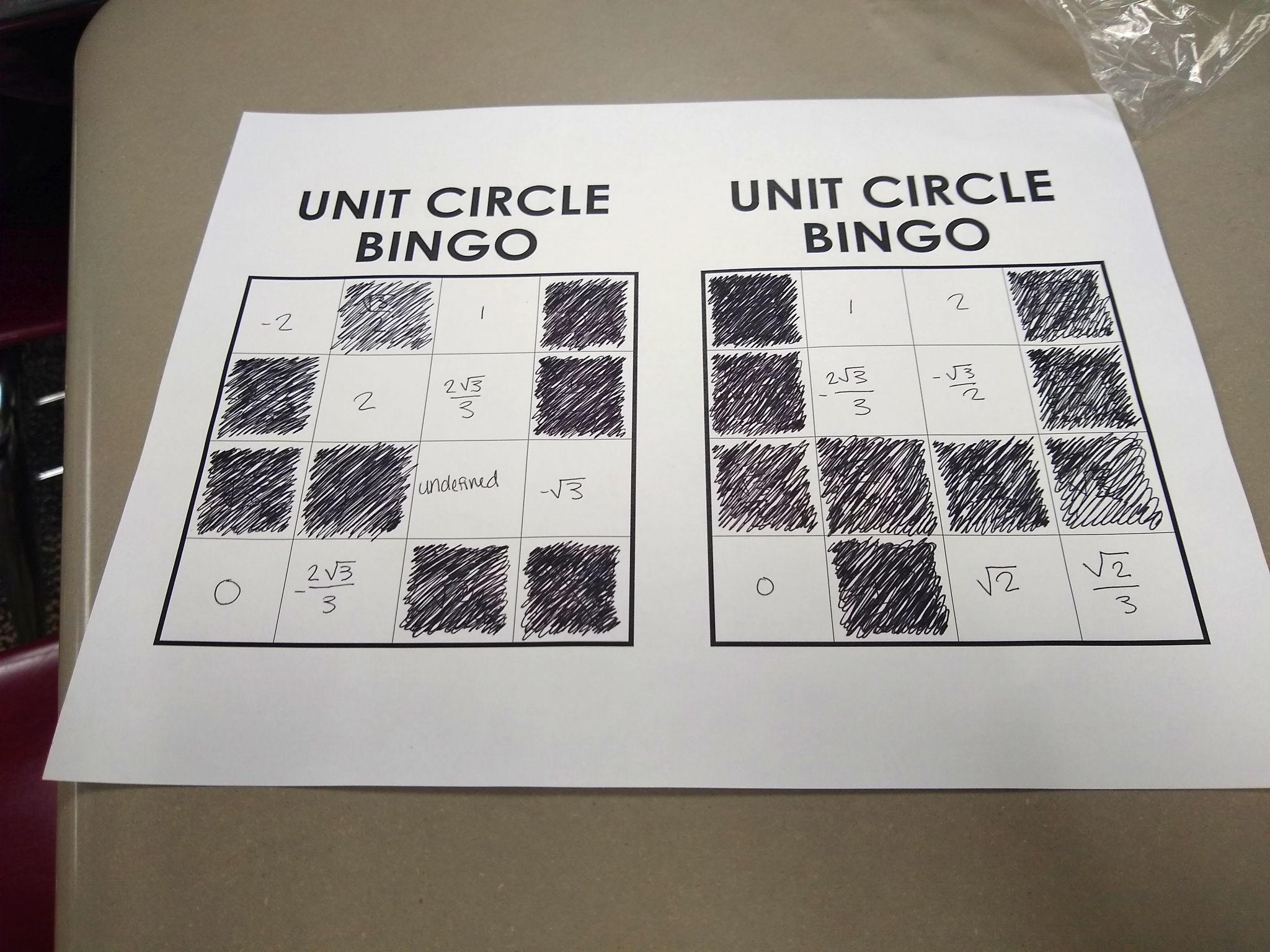 Unit Circle Bingo Game | Math = Love