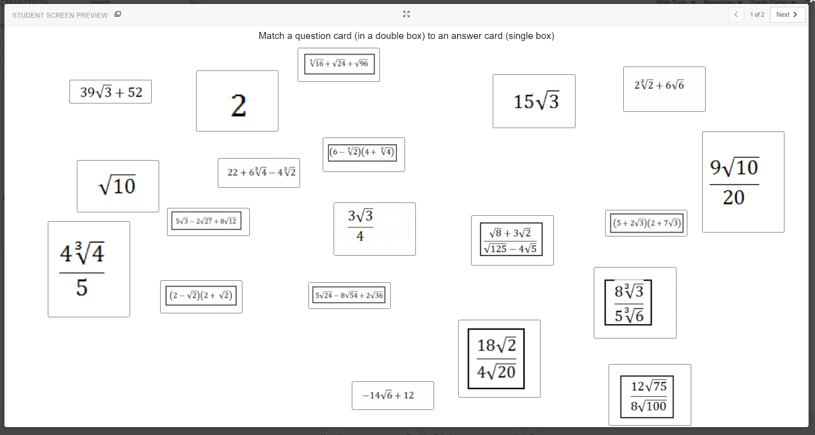 Operations with Radicals Question Stack Activity | Math = Love