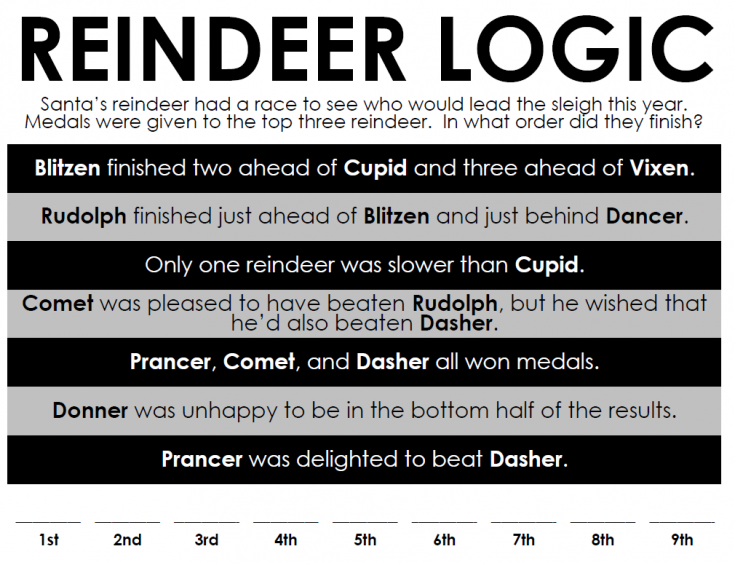 Reindeer Logic Puzzle | Math = Love