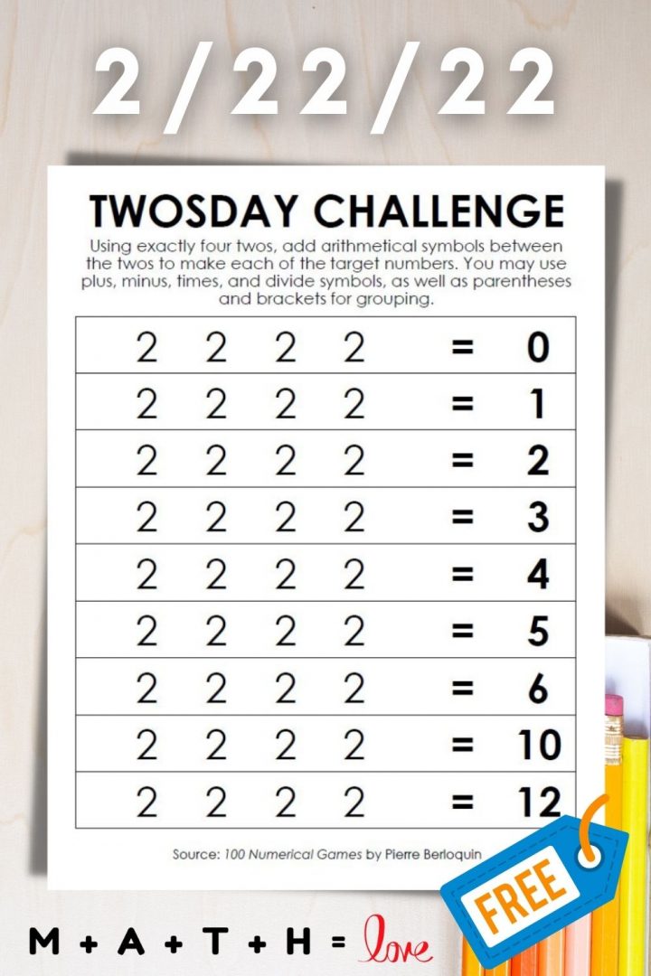 Twosday Challenge Activity | Math = Love